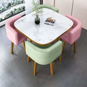 Generic 5-teiliges Esszimmer-Set, runder Tisch und 4 St&uuml;hle, K&uuml;chentisch, Fr&uuml;hst&uuml;cksbar, Konferenztisch f&uuml;r Esszimmer, K&uuml;che, B&uuml;ro