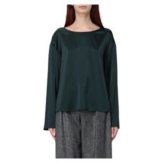 Emporio Armani Satin-Oberteil mit Dreiviertel&auml;rmeln - - Blouses & Shirts - Damen - Gr&uuml;n - S