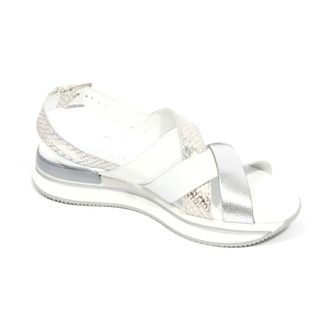 Hogan Sandalen mit gekreuzten Riemen in Wei&szlig;/Silber - - Shoes - Damen - Wei&szlig; - 36 EU