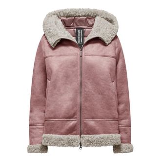 Bomboogie Femme, Vestes, Rose, Taille: 42 FR Veste &agrave; capuche effet peau de mouton retourn&eacute;e