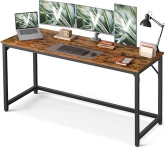 Vasagle Tisch, Computertisch, B&uuml;rotisch, 160 x 60 x 76 cm, f&uuml;r Arbeitszimmer, Schlafzimmer, Wohnzimmer, vintagebraun-tintenschwarz LWD121K01