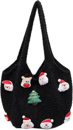 Generic Sac &agrave; bandouli&egrave;re en tricot creux d&eacute;contract&eacute; pour femme, sac fourre-tout en tricot boh&egrave;me pour femme, &eacute;t&eacute;, plage, Noir, 16.54*5.91*13.39inch