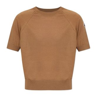 Moncler Woll-Oberteil mit Rundhalsausschnitt - - Knitwear - Damen - Braun - S