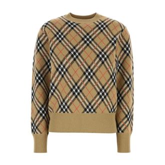 Burberry Argyle Pattern Rundhals-Pullover - - Knitwear - Damen - Beige - L