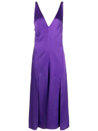 Victoria Beckham robe mi-longue &agrave; col v - Violet