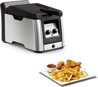T-fal Clear Duo Friteuse bain dhuile, Moins de fum&eacute;e et dodeurs, Hublot anti-bu&eacute;e, Temp&eacute;rature r&eacute;glable, Minuteur de 30 min, Grande capacit&eacute;, &Eacute;l&eacute;ments amovi