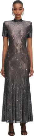 Self Portrait Femme, Robes, Gris, Taille: 44 FR Robe Midi en Maille Strass