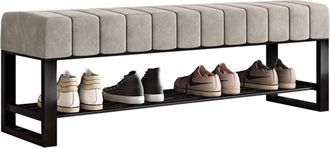 Generic Graue 2-stufige Schuhaufbewahrungsbank Mit Gepolstertem Sitz, Metallrahmen, Eingangsbereich-Organizer, Keine Montage Erforderlich, for Fußstütze Im Wo