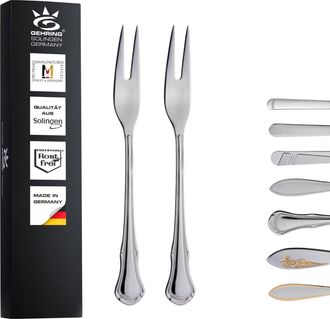 Gehring Gehring Solingen Chippendale Aufschnittgabel 2er Set I Serviergabel I Besteck aus Edelstahl 18/10 I Vorlegegabel I sp&uuml;lmaschinengeeignet I Made in Ger