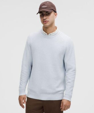 lululemon Textured Knit Classic-Fit Crewneck Sweater f&uuml;r M&auml;nner - Gr&ouml;&szlig;e 2XL in Heathered Starch Blue