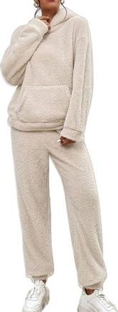 Generic Femmes Laine pyjama set hiver laine douce manches longues pyjama pull vague jogging pantalons set pyjama