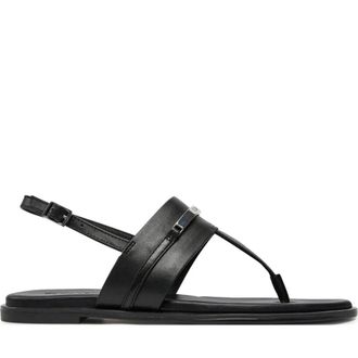 Calvin Klein Flat TP Sandal Metal Bar LTH - - Shoes - Damen - Schwarzk - 38 EU