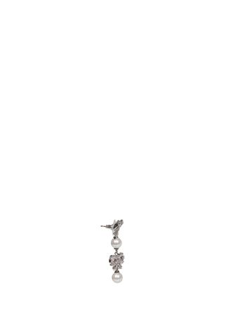Self Portrait Double Bow Pearl Earrings - Silver