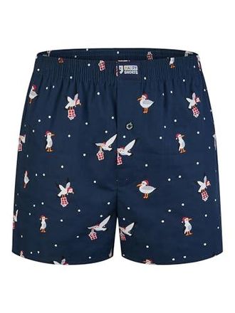 Happyshorts Boxer pour homme avec bouton - Cadeau de Noël - Motif de Noël - Coton, Sea Gull, M