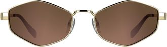 Karl Lagerfeld Womens Sunglasses KL365S - Gold Shiny with Brown - Crystal Mirror Lens