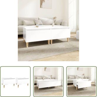 vidaXL vidaXL Table basse avec tiroir - Tables dappoint 2pcs Blanc brillant 50x46x35cm Bois ing&eacute;nierie