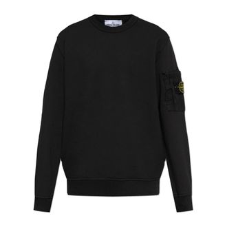 Stone Island Homme, Sweatshirts et sweats &agrave; capuche, Noir, Taille: XL Logo Patch SweaT-shirt