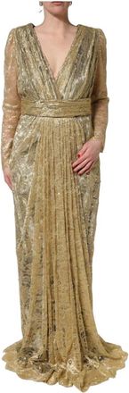 Dolce & Gabbana Femme, Robes, Jaune, Taille: 48 FR Robe Sir&egrave;ne Manches Longues