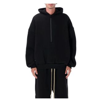 Fear of God Homme, Sweatshirts et sweats à capuche, Noir, Taille: L Tricot Noir Half-Zip Sweat à capuche Aw25