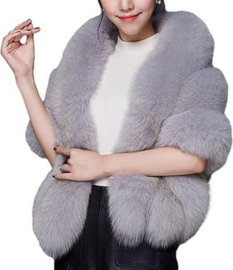 Generic Manteau en faux cheveux - Ch&acirc;le de mari&eacute;e, accessoire &eacute;l&eacute;gant en | &Eacute;tole dhiver chaude multifonction et &eacute;charpe pour robe de soir&eacute;e de mari&eacute;e, robe de