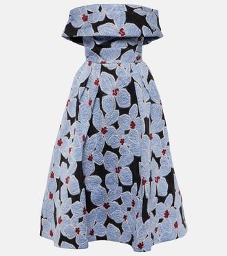 Rebecca Vallance Robe midi Georgina brodée à fleurs