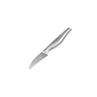 Fackelmann Chefkoch Schälmesser 70/185mm - Handgeschärft, Taper-Klingenschliff - Fugenlose Verarbeitung, Anti-Rutsch-Textur im Griff - 5 Jahre Garantie - Silber