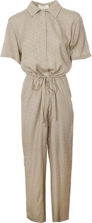 YaYa Yaya, Femme, Combinaisons et Ensembles, Gris, Taille: 36 FR Combinaison Pantalon Jambe Large avec Manches Courtes et Boutons