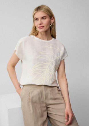 s.Oliver Kurzarmshirt T-Shirt Blusenshirt aus Viskosemix mit Stickerei