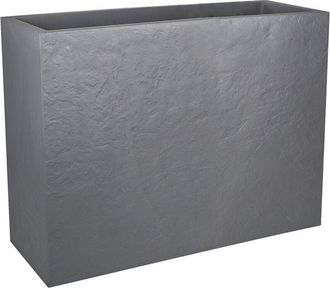 Eda Jardinière muret loft l volcania double paroi décor pierre - 78,5 x 29,5 x 60 cm - 46 l - Gris galet