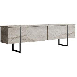 Hanah Home Meuble TV en bois Luxe - 180 x 30 x 50 cm - TravertinNoir