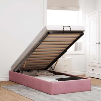 vidaXL Cadre de lit ottoman sans matelas rose 90x190 cm velours vidaXL