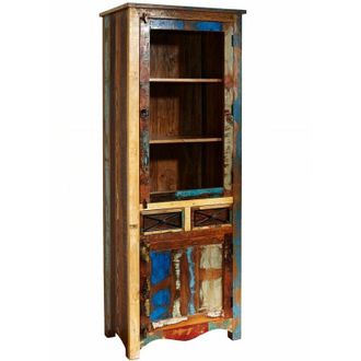 Massivmoebel24 Vitrine Altholz 73x45x200 mehrfarbig lackiert nature of spirit 115
