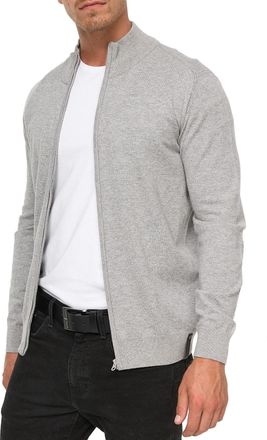 Indicode Herren Lau Strickjacke mit Stehkragen aus 80% Baumwolle | Cardigan für Männer Lt Grey Mix, XXL