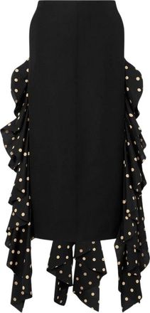 Moschino Femme, Jupes, Noir, Taille: 32 FR Polka Dots Wool Blend Diagonal Skirt