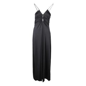 Ganni Femme, Robes, Noir, Taille: 40 FR Robe Longue Maxi en Cr&ecirc;pe Jersey