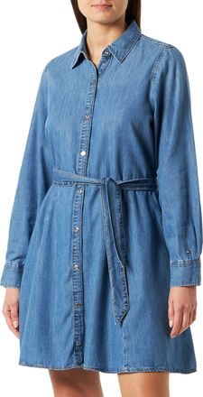 Tommy Hilfiger Damen Jeanskleid Langarm, Blau (Lyra), 32