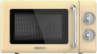 Cecotec Mechanische Mikrowelle Proclean 3010 Retro Yellow, 20L, 700W, 6 Stufen, Einstellen der Zeit 30 Min Timer, Auftaumodus, Vintage Design Gelb, Edelstahl-