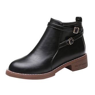 Generico Bottines pour femme &agrave; talons bas, bottines dhiver confortables et &eacute;l&eacute;gantes, bottes coupe-vent souples noires pour femme basse, bottes Texani femme, N