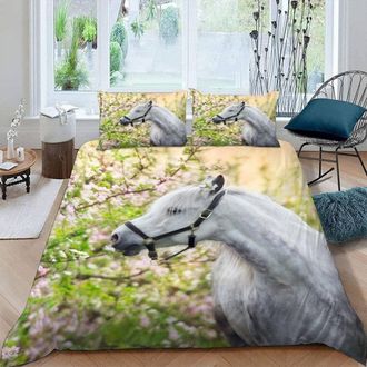 Generic Pferd Bettw&auml;sche 140x200 Pferde Bettw&auml;sche Set, 3D Bettbezug Set Weich Microfaser Bettbez&uuml;ge 3 Teilig Tierpferd Wendebettw&auml;sche f&uuml;r Kinder Erwachsene 