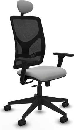 Piqueras y Crespo Sicherheitsstuhl, mit 3D-Armen, h&ouml;henverstellbarer Lendenwirbelst&uuml;tze und festem Kopfteil, ausgestattet mit Syncro/Traslack und Schneideschaum, Schwar