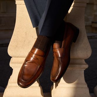 Bexley Finero - Mocassin homme marron patin&eacute;