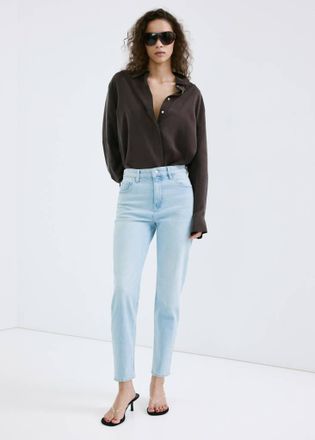 Mango Jean Newmom confort taille haute bleu clair - Femme - 32 - MANGO