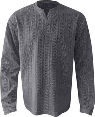 Generic Lightweigh - Sweat-shirt uni pour homme 2026 - Chandail d&eacute;contract&eacute; solide en tricot au crochet &agrave; manches longues et col en V - V&ecirc;tements pour entra&icirc;n