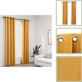 vidaXL Verdunkelungsvorh&auml;nge &Ouml;sen Leinenoptik 2 Stk. Gelb 140x225 cm - Verdunkelungsvorh&auml;nge - Leinenlook - Gelbe Vorh&auml;nge - Wohnraumdekoration