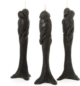 NKlaus 3x Bienenwachs Stella der Liebe - schwarz Kerze - Figurenkerze Handarbeit Ritualkerze Tropfkerzen 36316