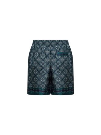 Casablanca Mens Shorts Radiating Monogram Green Silk Multicolour