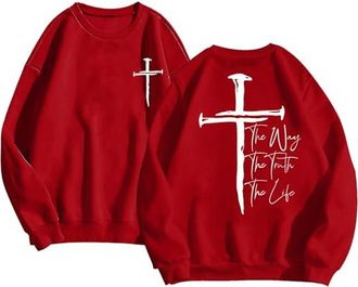Generic DENGJIAMY Sweats chr&eacute;tiens pour hommes J&eacute;sus Faith V&ecirc;tements Mode Classique Croix Graphique Tops Tendance Printemps Chemise Manches Longues Hommes Pul