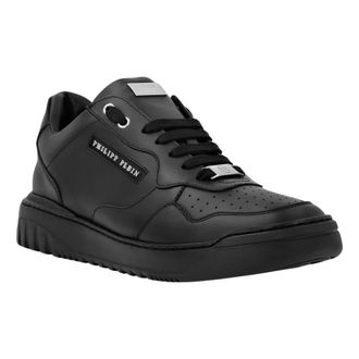 Philipp Plein Femme, Chaussures, Noir, Taille: 38 EU Baskets Basses en Cuir Nappa avec Lettrage