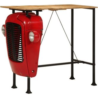 vidaXL Bartisch Traktor Rot und Braun 55x120x107 cm Massivholz Mango Vidaxl 349589
