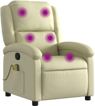 vidaXL Massagesessel Relaxsessel Echtleder Creme vidaXL